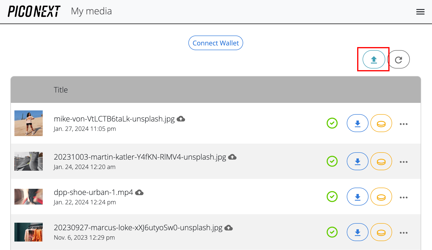 Upload media for token minting - PicoNext