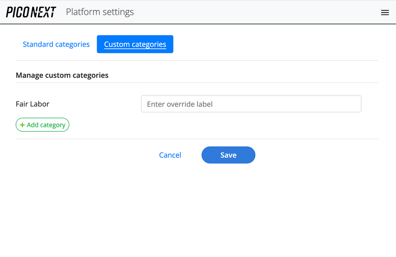 Customizing DPP category labels - PicoNext
