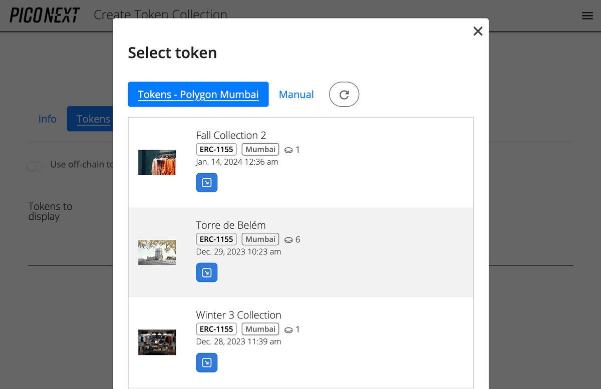 Create a Token Collection - PicoNext