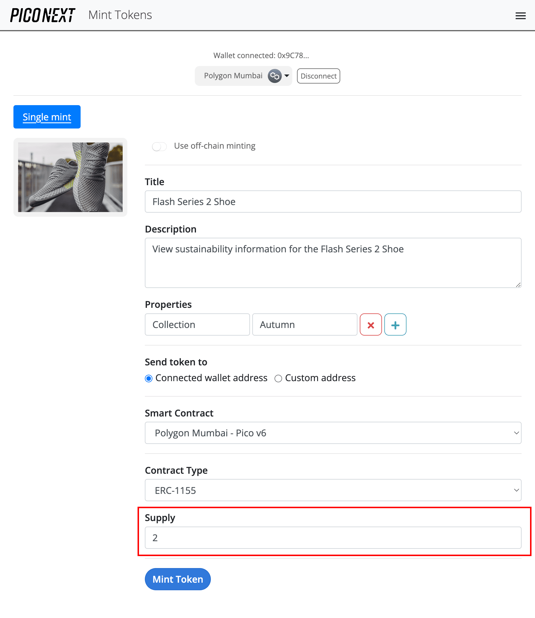 Mint multiple copies of a single blockchain token - PicoNext