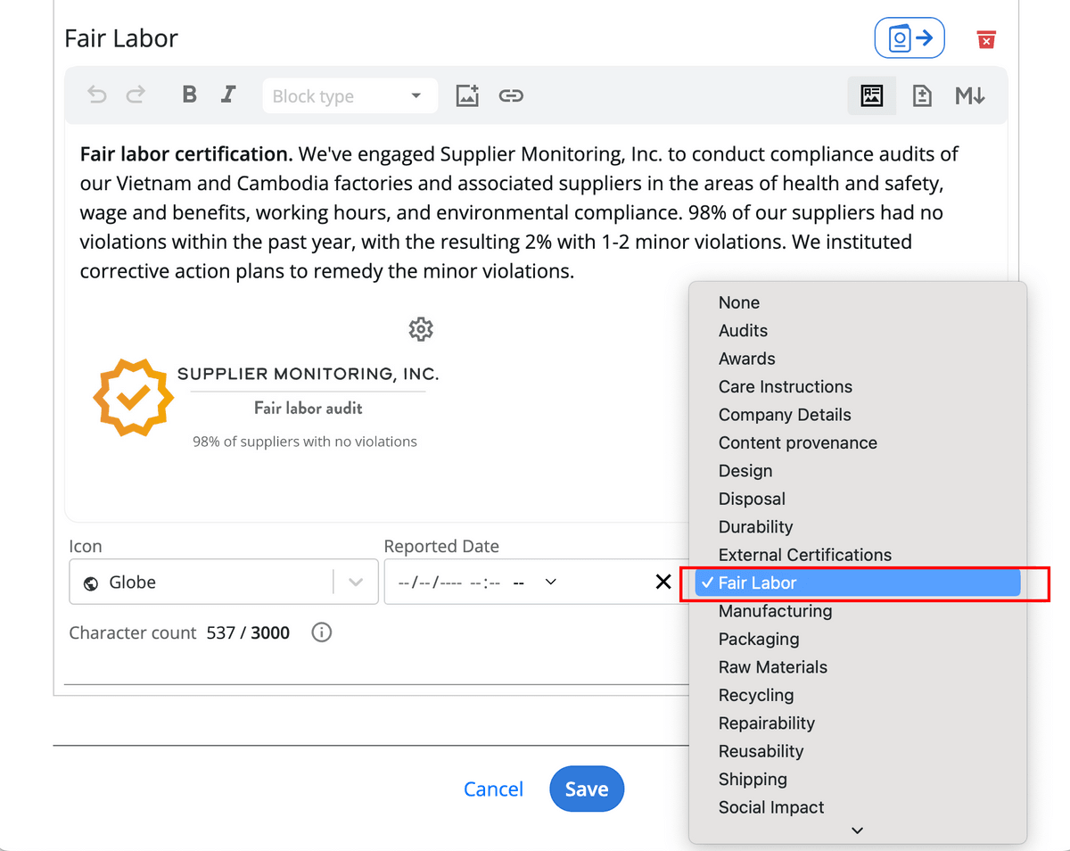 Customizing DPP category labels - PicoNext