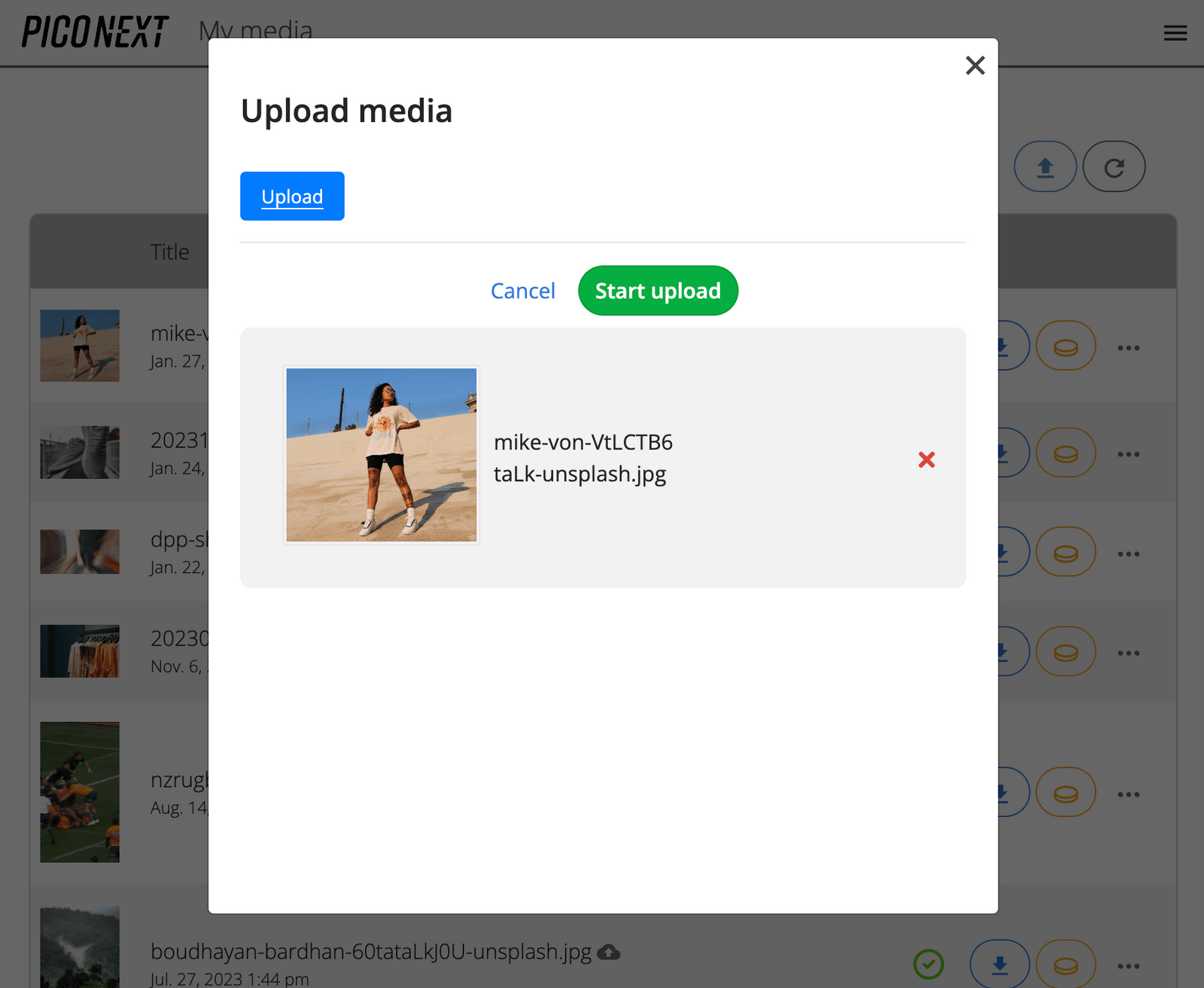Upload media for token minting - PicoNext