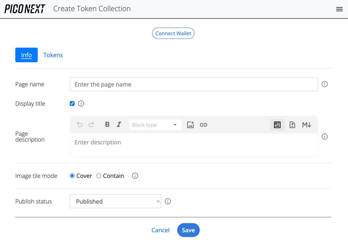 Create a Token Collection - PicoNext